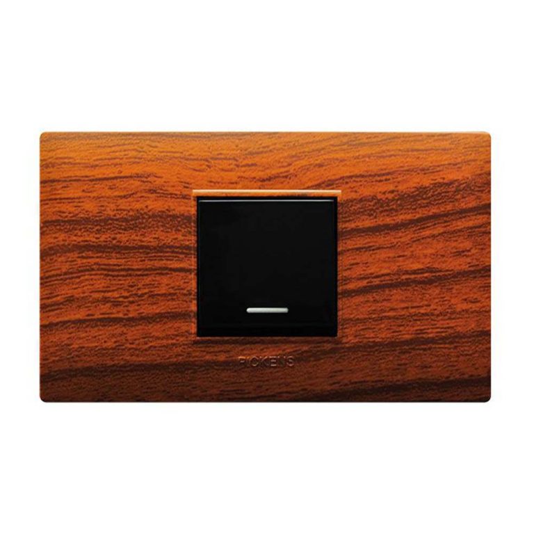 Interruptor Sencillo color madera con negro - Mundo JAB