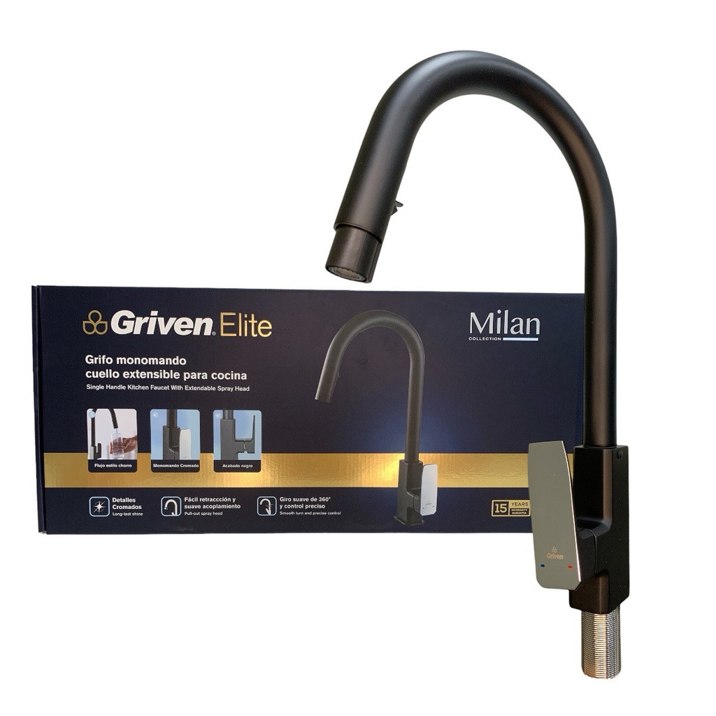 Grifo monomando cuello extensible cocina Griven - Mundo JAB
